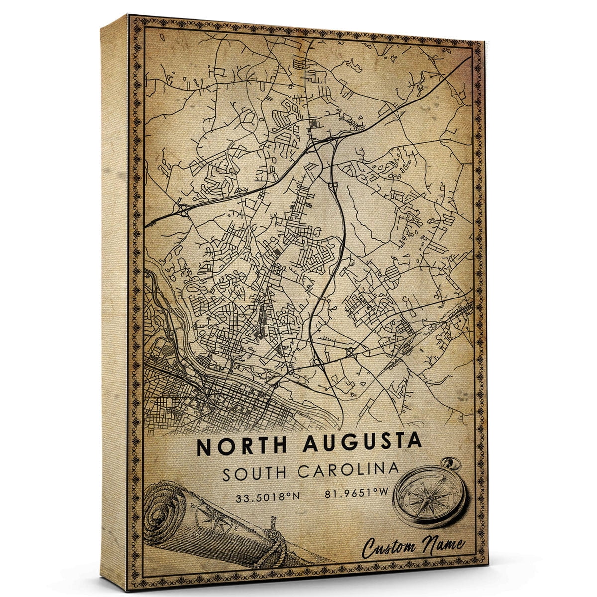 North Augusta Map Poster, South Carolina Map Art Poster, Canvas North ...