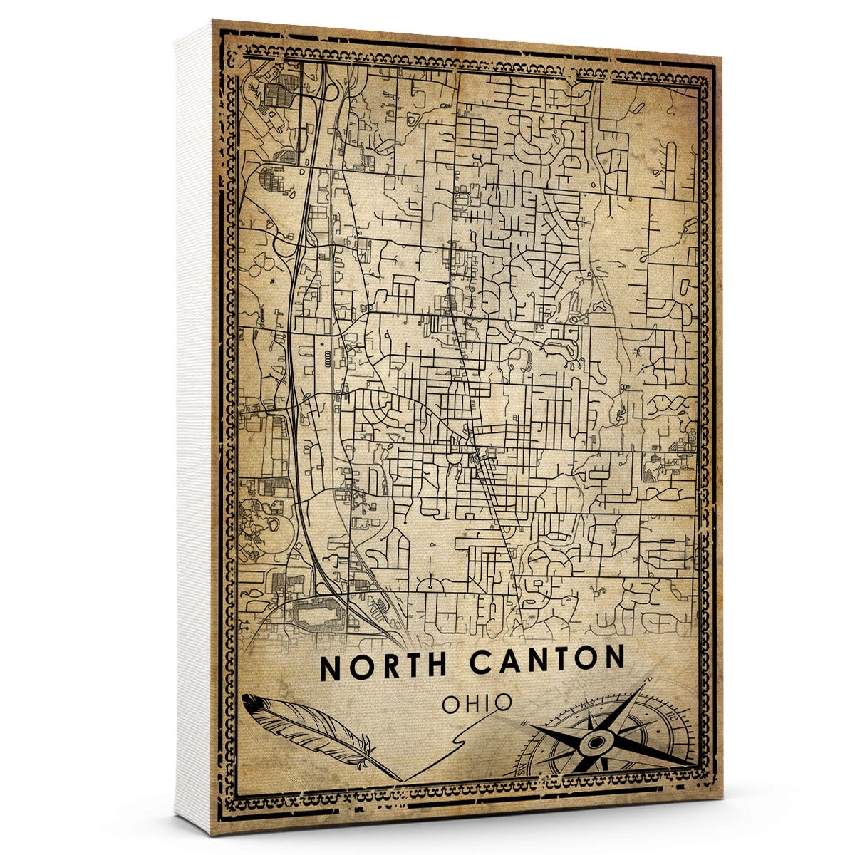 North Canton Vintage Map Prints Canvas, Ohio Map Art Canvas, Canvas ...