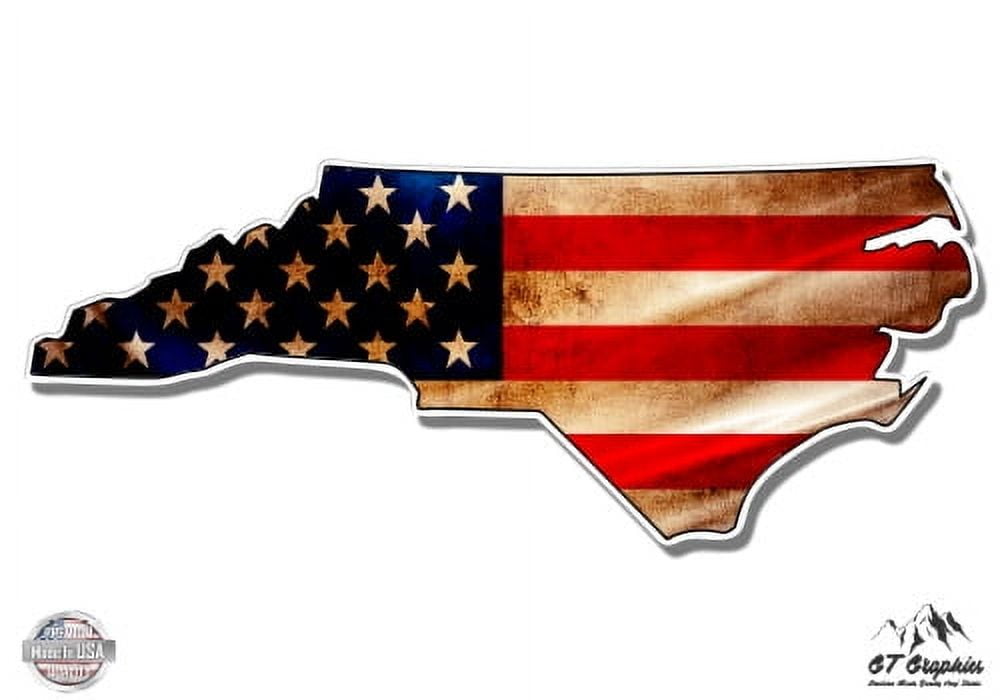 North Carolina American Flag - 5" Vinyl Sticker - For Car Laptop I-Pad ...