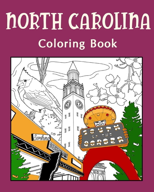 North Carolina Coloring Book: Painting on USA States Landmarks and ...