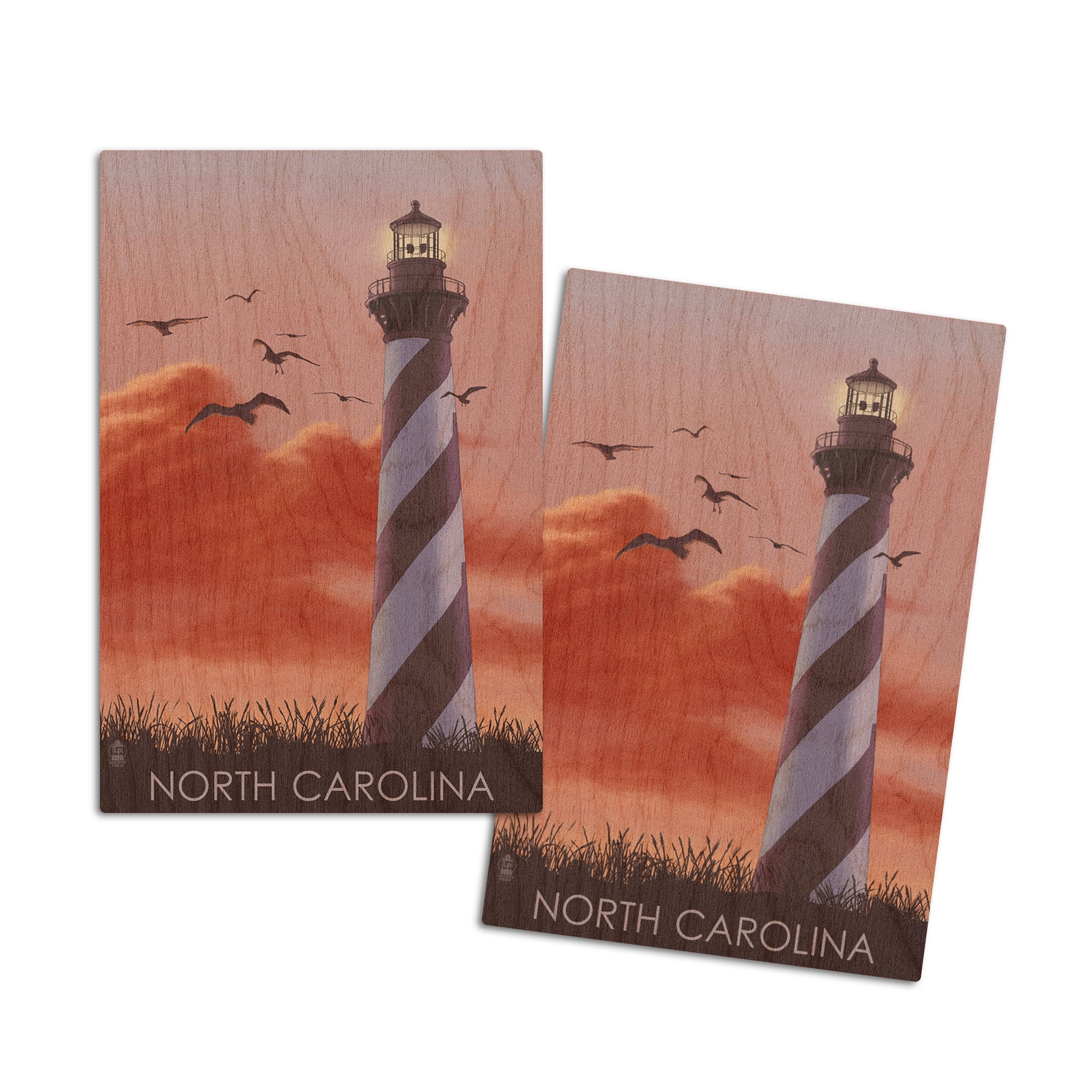 North Carolina, Lighthouse at Sunrise (4x6 Birch Wood Postcards, 2-Pack ...