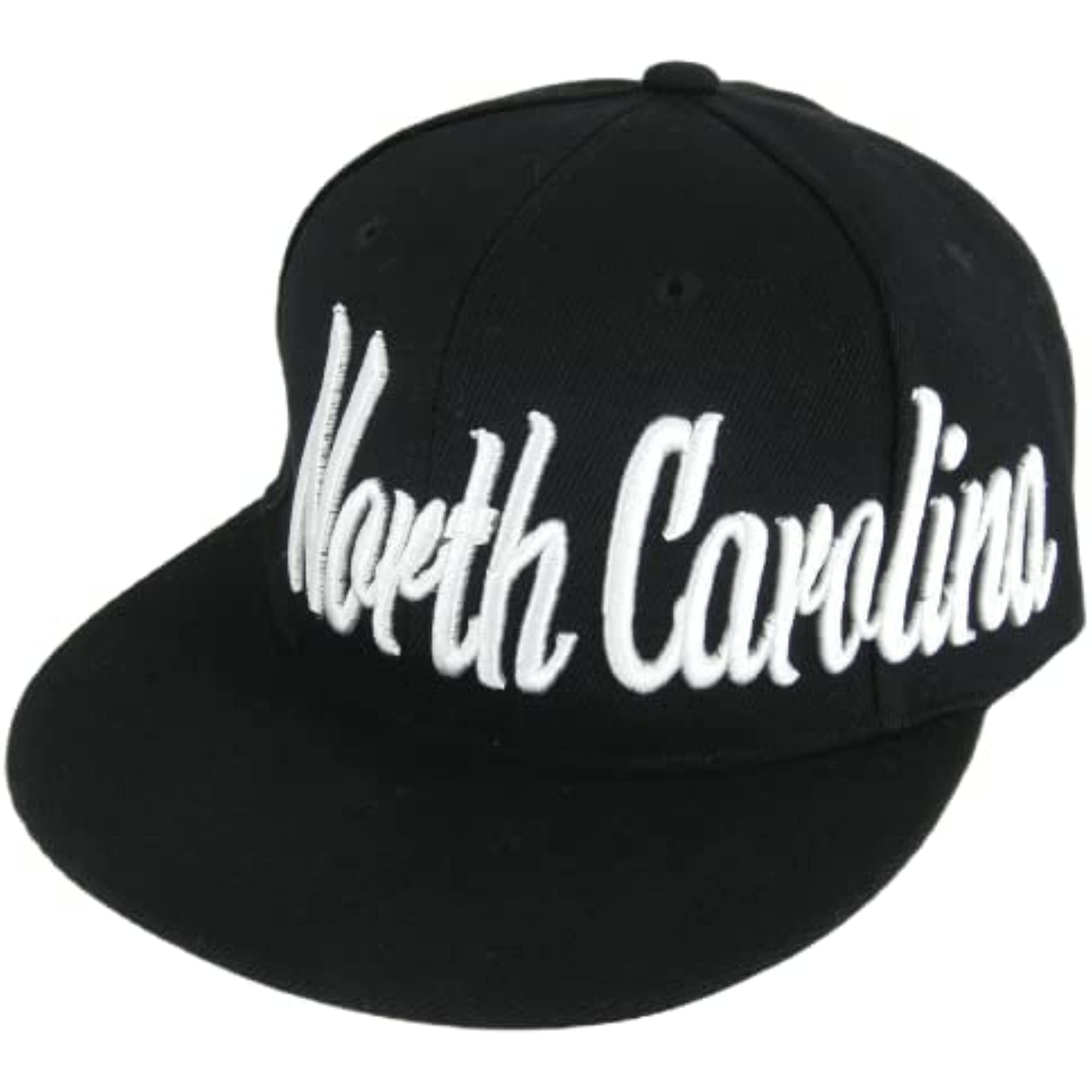 North Carolina Offset Cursive Writing Snapback Baseball Cap (Black ...