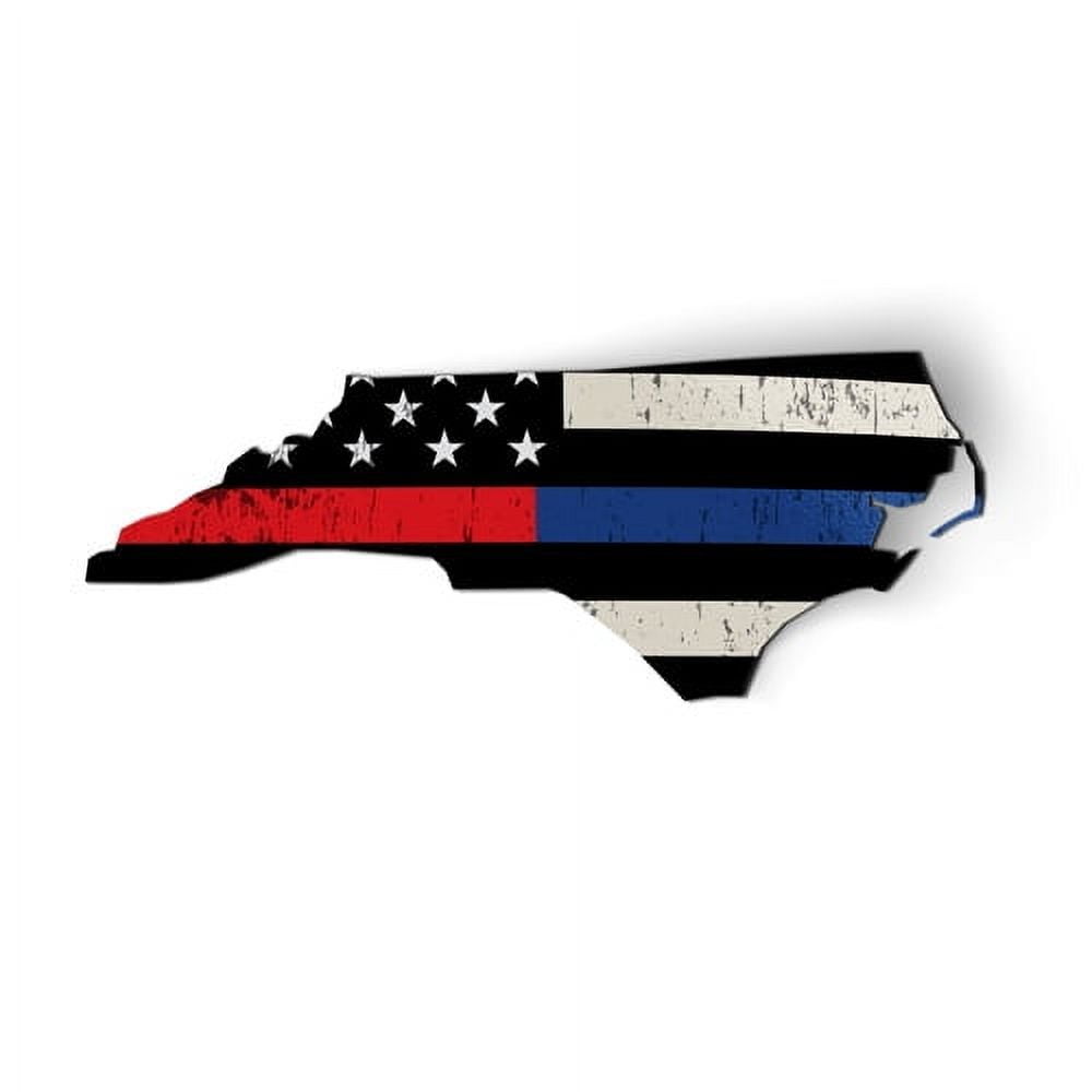 North Carolina Police Firefighter Red Line Blue Line Flag - 6" Magnet ...