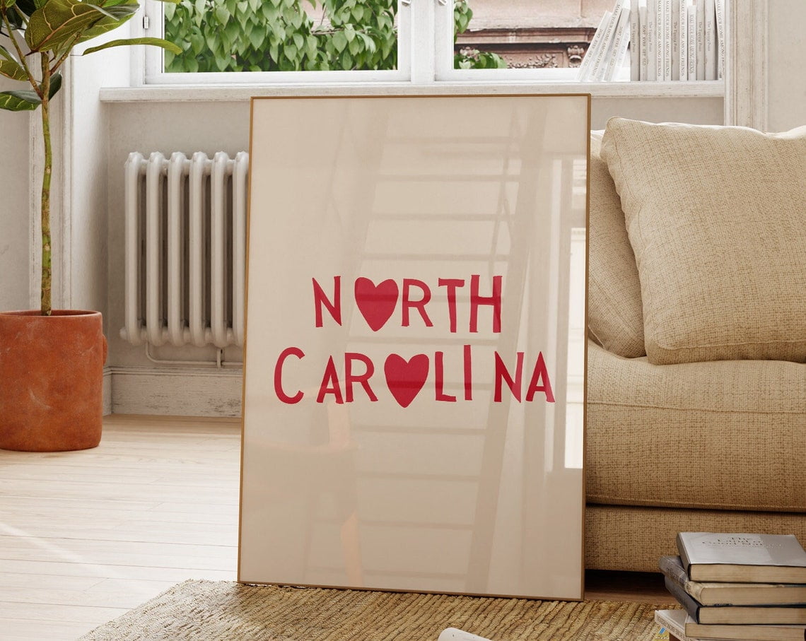 North Carolina Poster North Carolina Wall Art Nc Poster North Carolina ...
