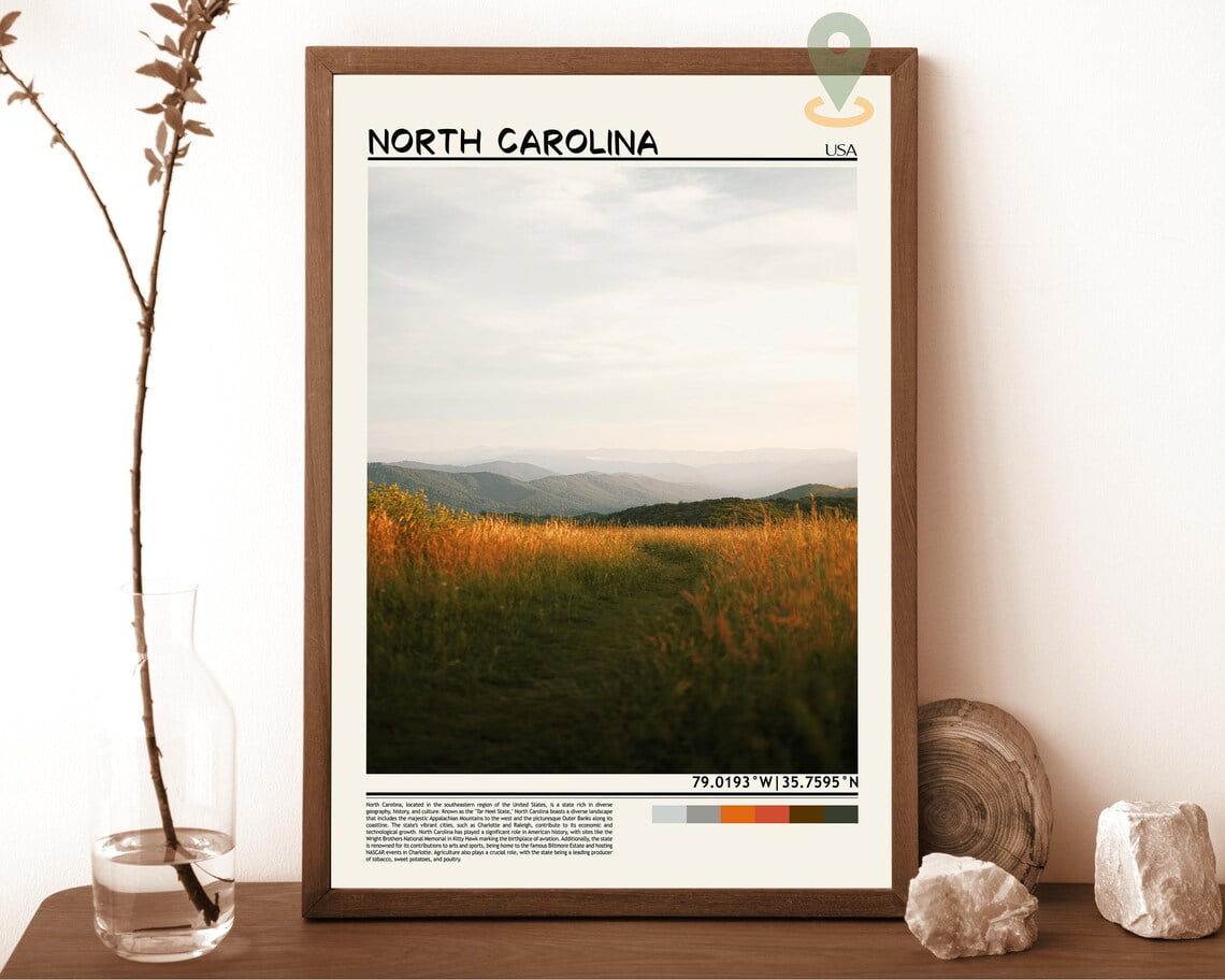 North Carolina Print, North Carolina Wall Art, North Carolina Poster ...