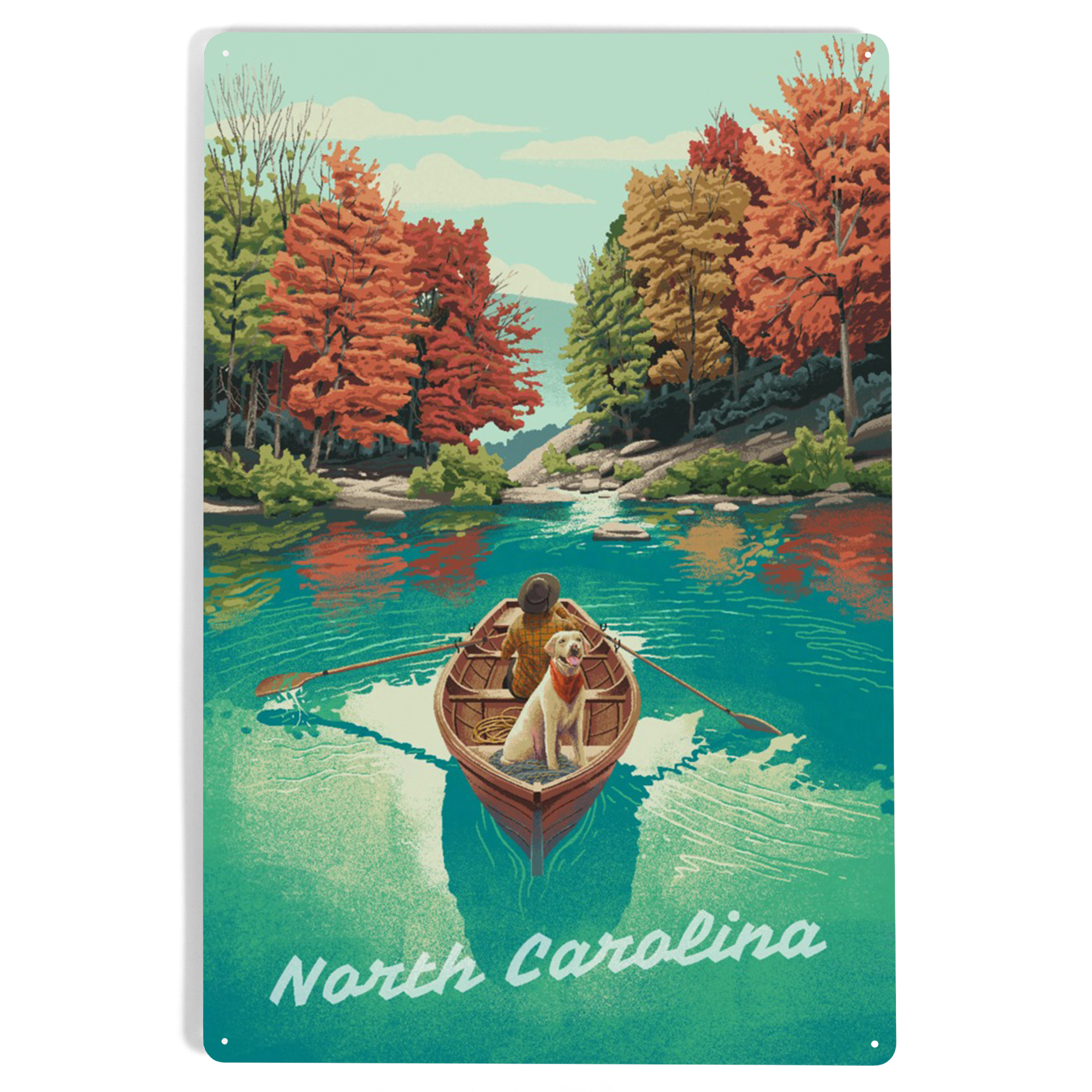 North Carolina, Quiet Explorer, Boating, Mountain (12x18 Aluminum Art ...