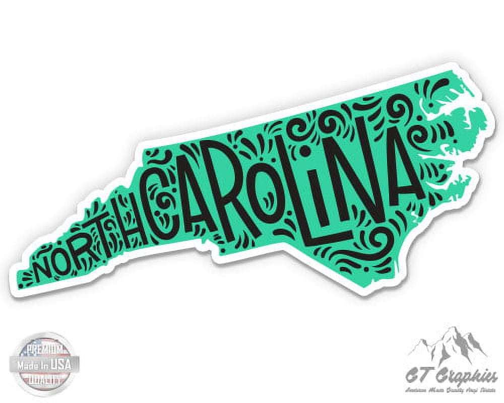 North Carolina Shape Cute Letters Native Local - 8" Vinyl Sticker - For ...