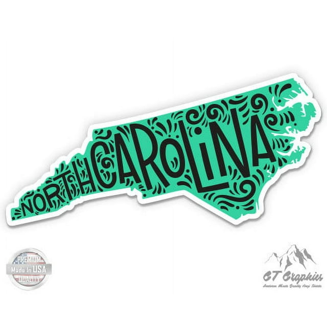 North Carolina Shape Cute Letters Native Local - 8" Vinyl Sticker - For ...