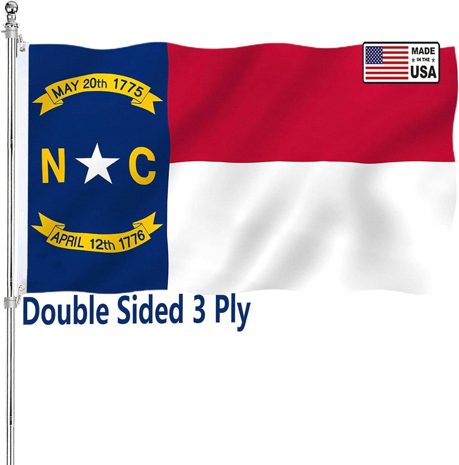 North Carolina State Flag 3x5 Double Sided Outdoor NC State Flags Heavy ...