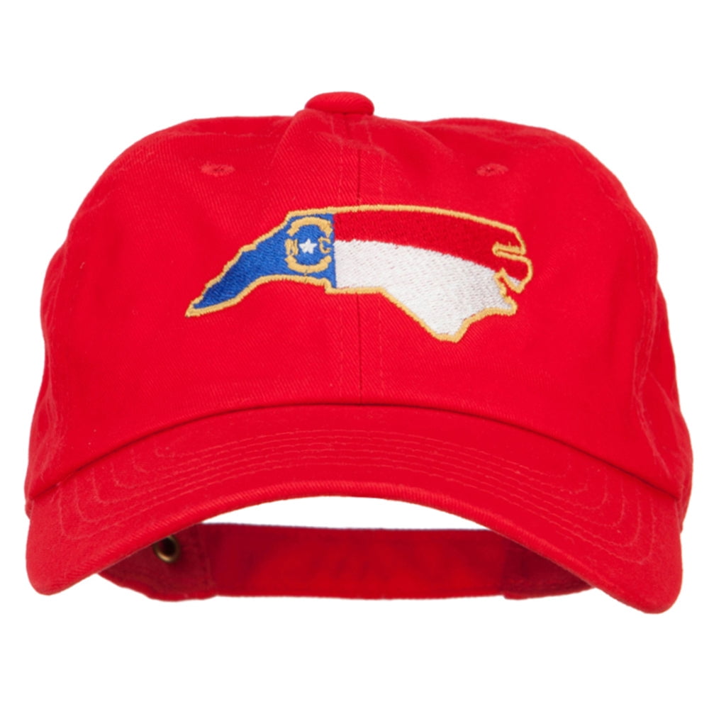 North Carolina State Flag Map Embroidered Unstructured Washed Cap - Red ...