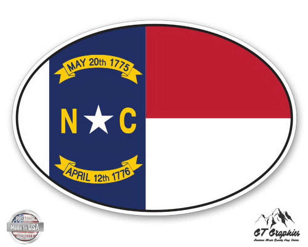 North Carolina State Flag Oval - 8" Vinyl Sticker - For Car Laptop I ...