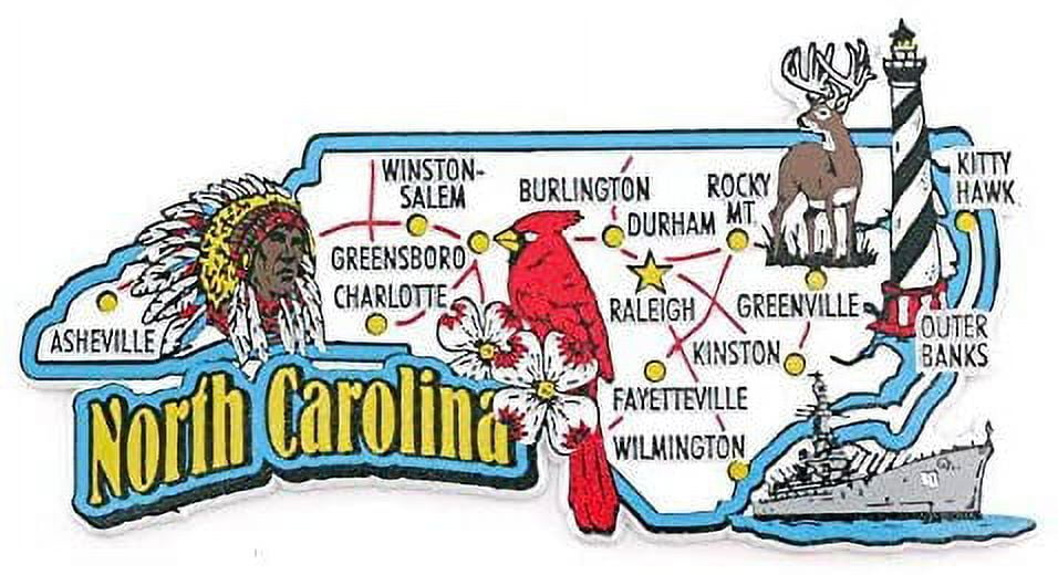 North Carolina State Map and Landmarks Collage Magnet - Walmart.com