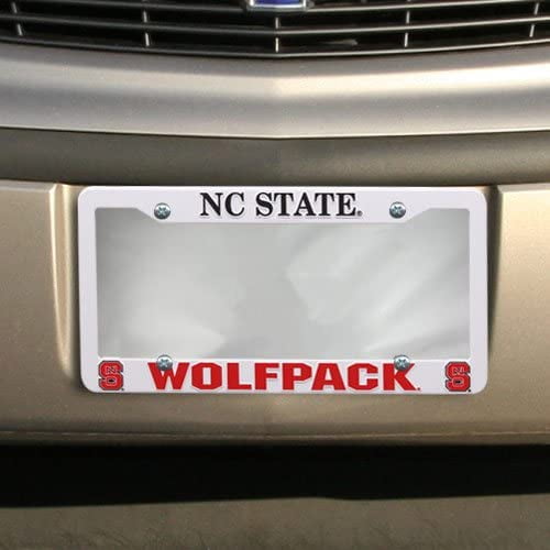 North Carolina State NCAA Wolfpack Raised Letter White Plastic License ...