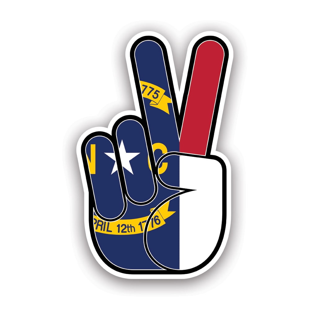 North Carolina State Shaped Peace Sign Sticker Decal - Self Adhesive ...