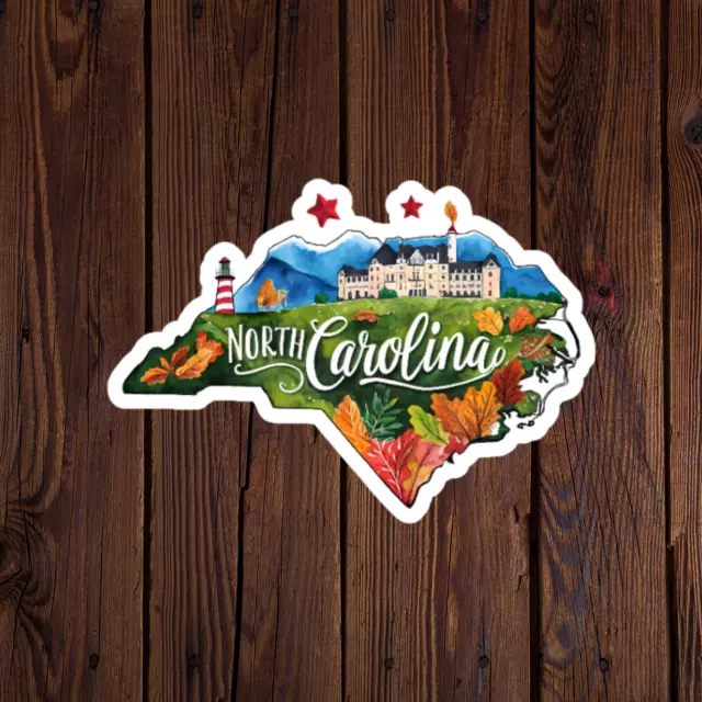 North Carolina Sticker American Flag State Outline Novelty Laptop ...