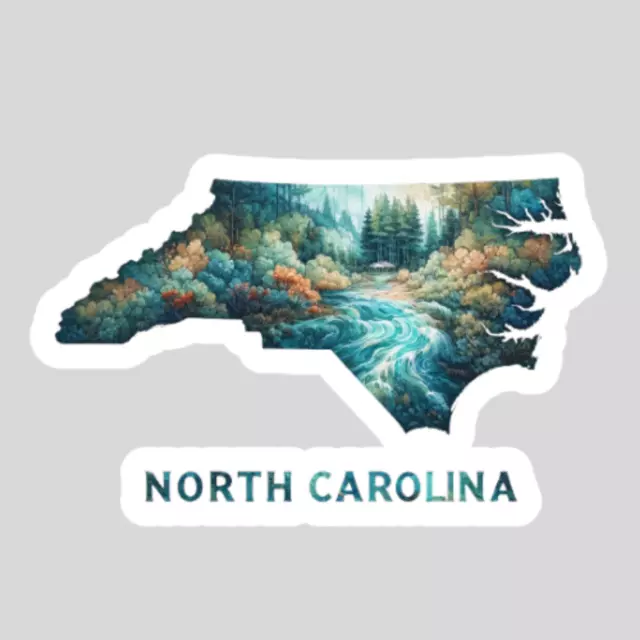 North Carolina Sticker American Flag State Outline Novelty Laptop ...