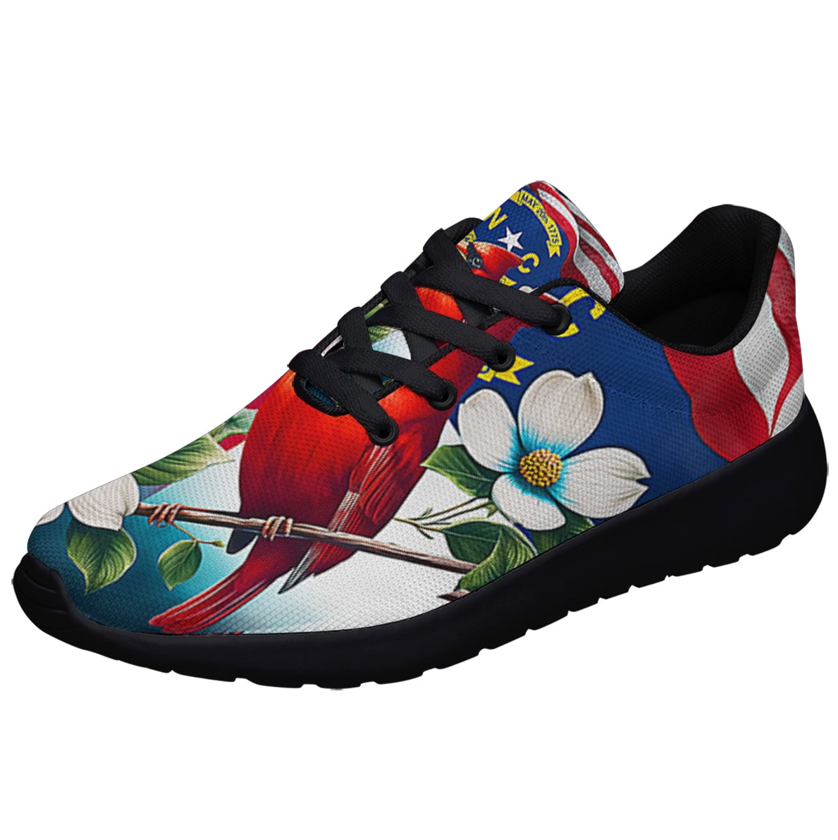 North Carolina Stte Dogwood Flower and Cardinal Shoes Sneakers Black ...