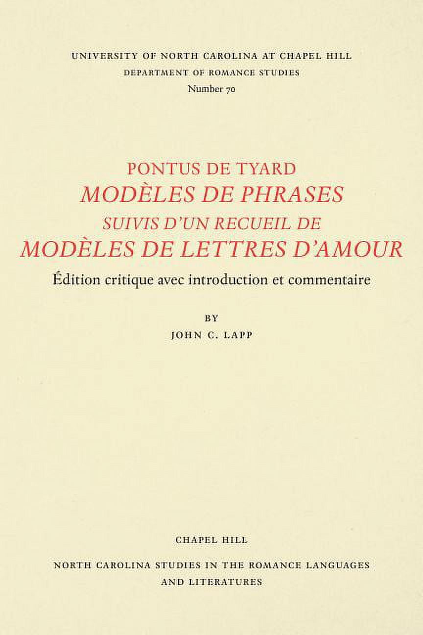 North Carolina Studies in the Romance Languages and Literatu: Pontus de ...