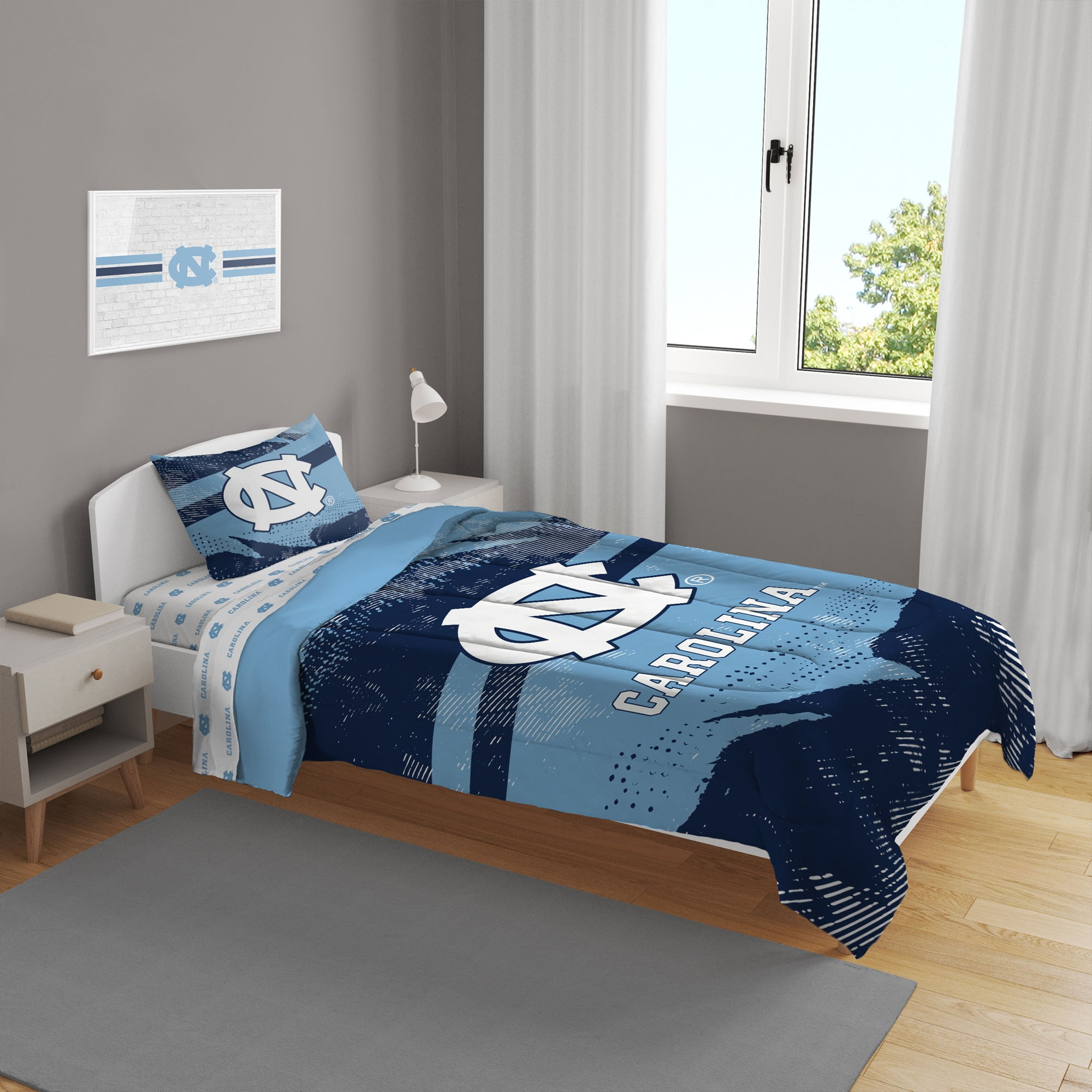 North Carolina Tar Heels Slanted Stripe 4-Piece Twin Bed Set - Walmart.com