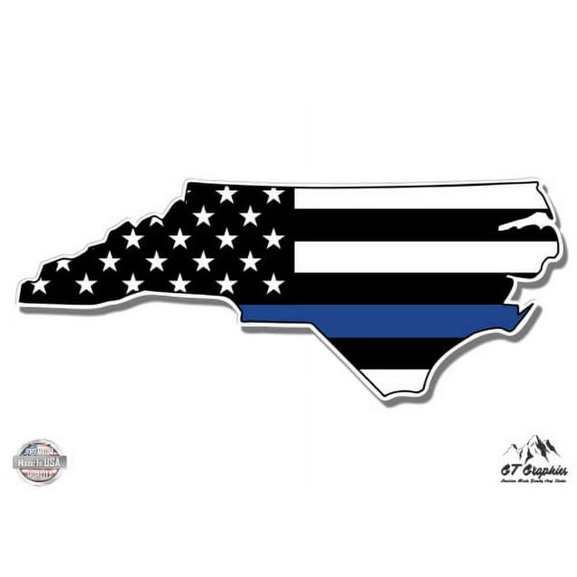 North Carolina Thin Blue Line Support Police - 8" Vinyl Sticker - For ...