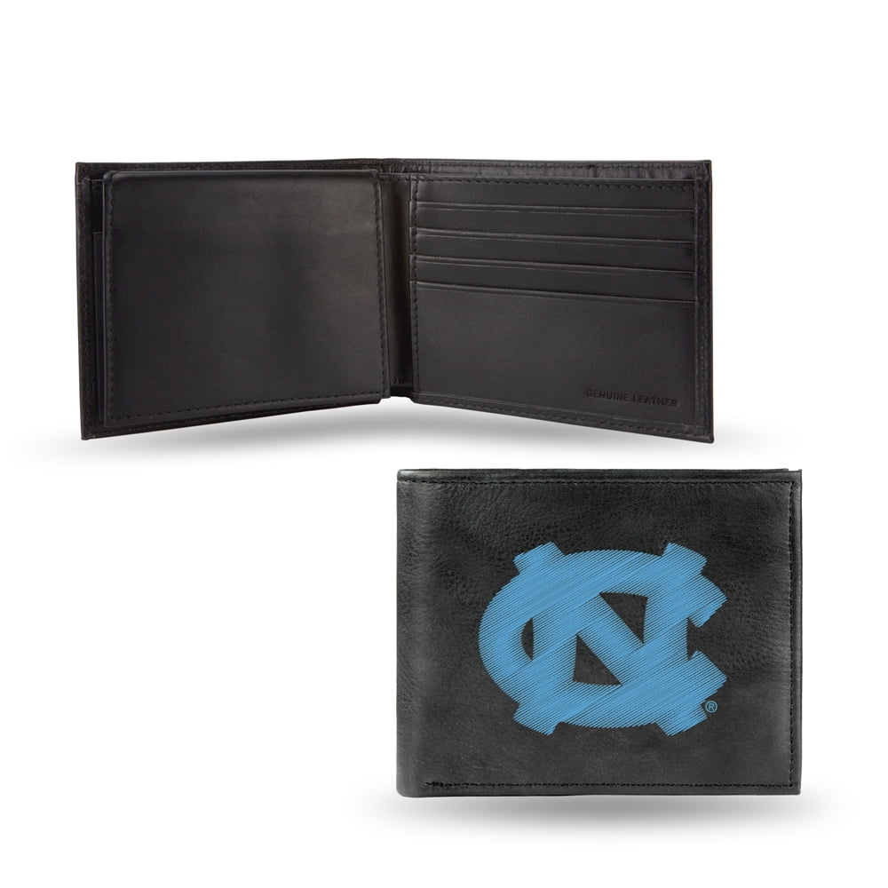 North Carolina-UNC-Tar-Heel's Embroidered Black Leather Passcase Bifold ...