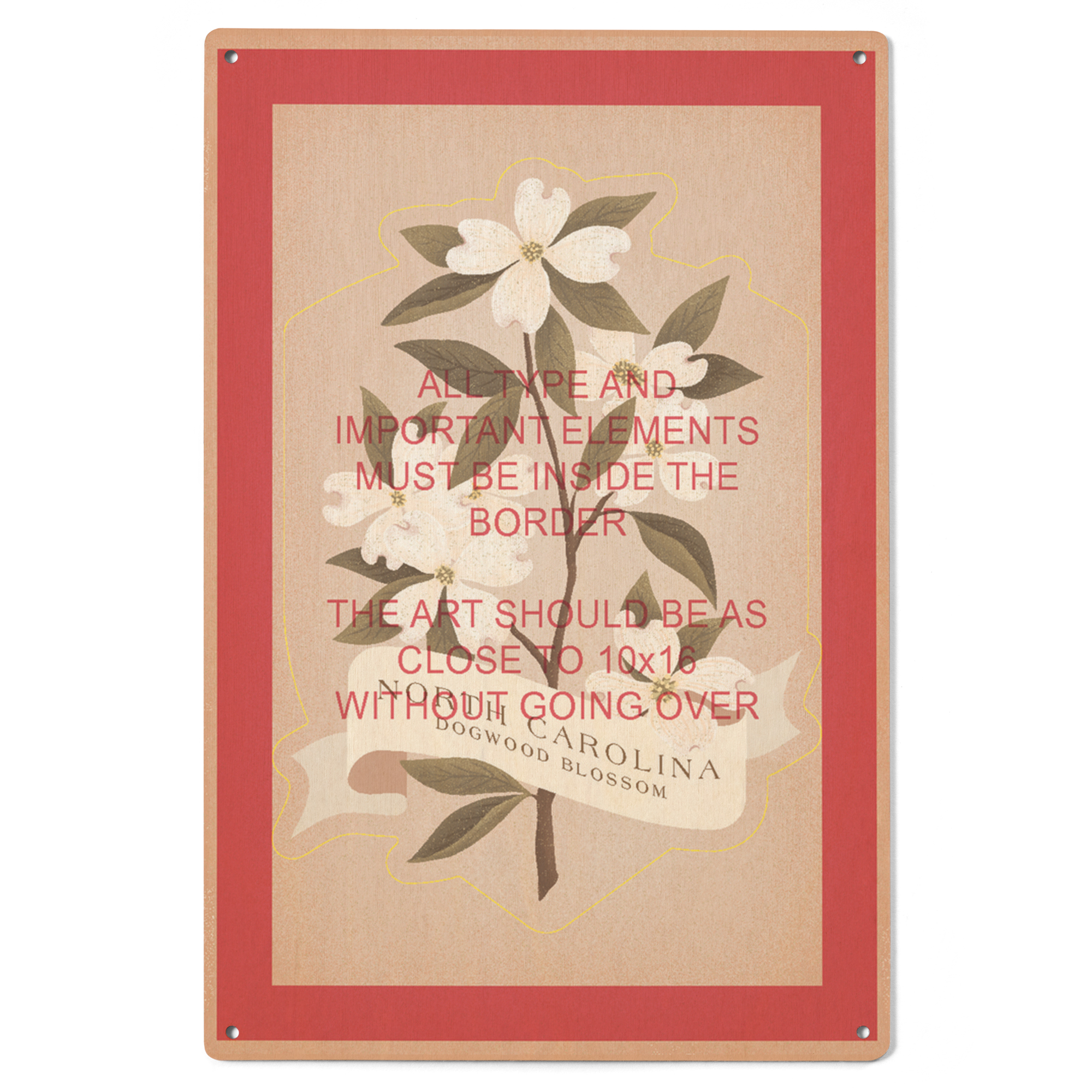North Carolina, Vintage Flora, State Series, Dogwood Blossom, Contour ...