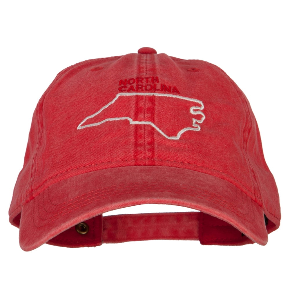 North Carolina with Map Outline Embroidered Washed Cotton Twill Cap ...