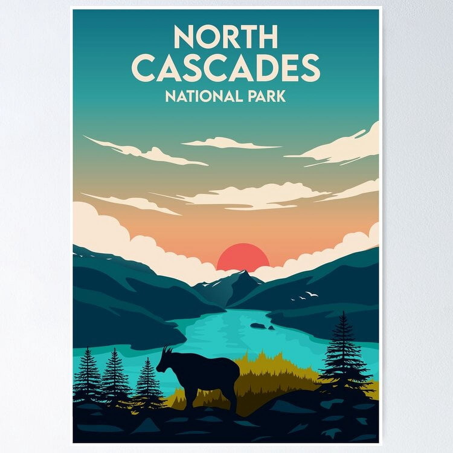 North Cascades National Park Travel Poster Poster, 12x18 UNFRAMED ...