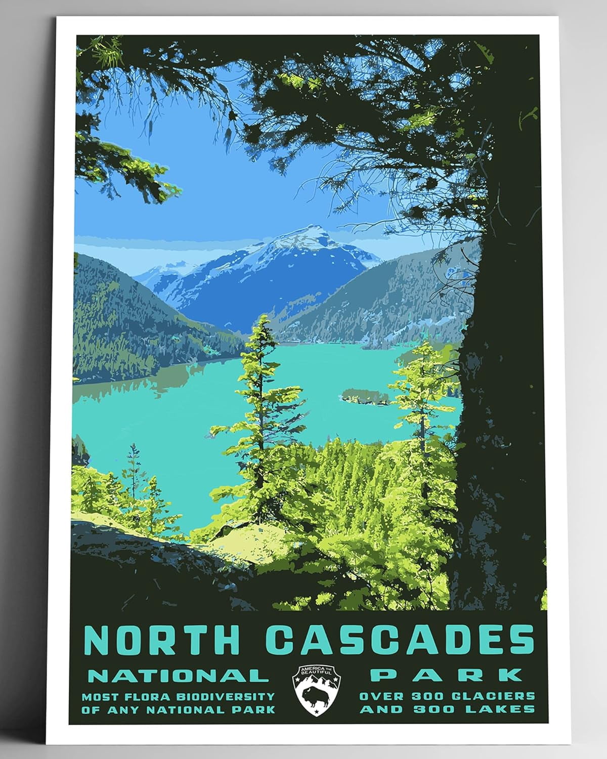North Cascades National Park Vintage-Style Travel Poster - 8x10-12x18 ...