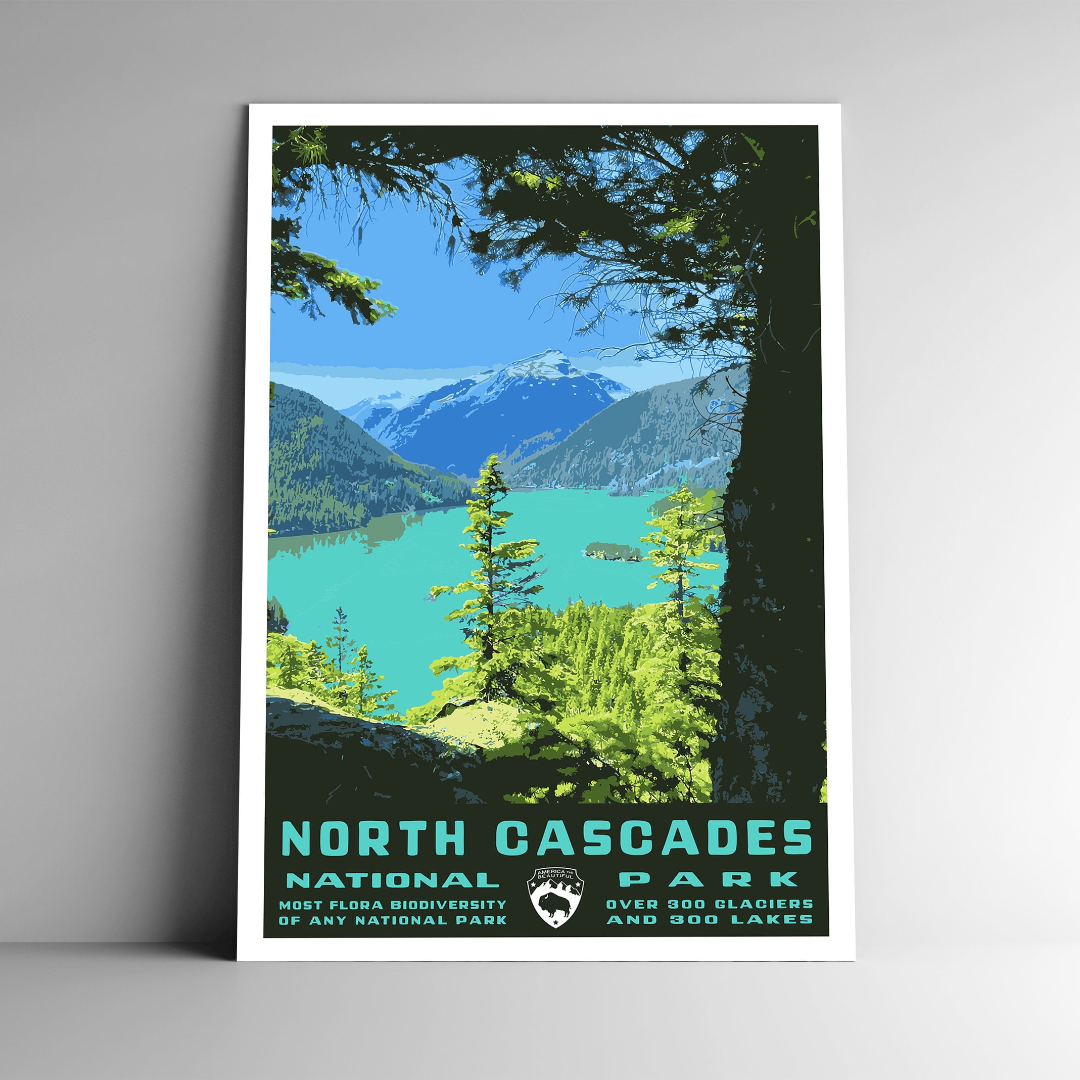 North Cascades National Park Vintage Travel Poster / Postcard WPA Style ...