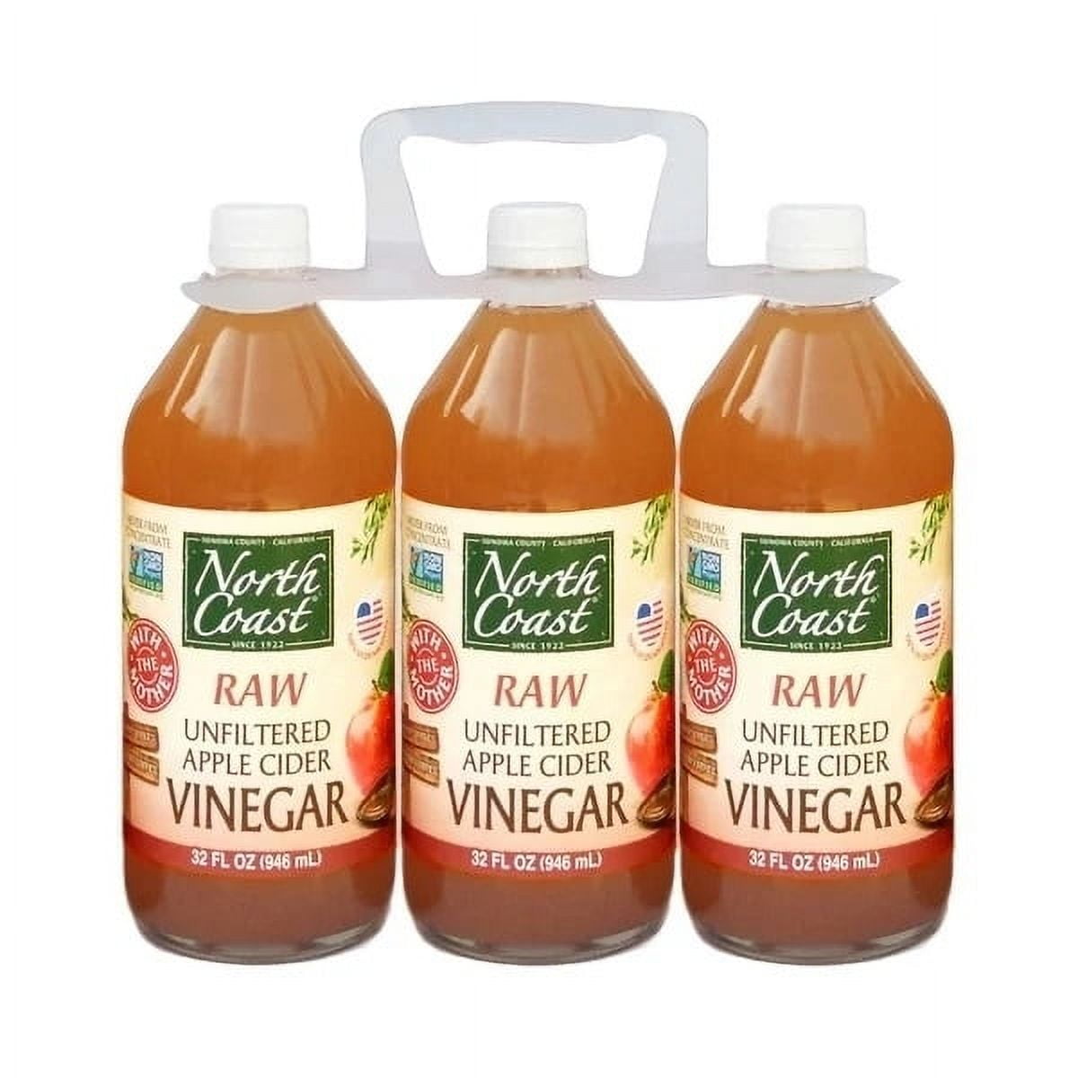 North Coast Raw Unfiltered Apple Cider Vinegar, 32 Fluid Ounce, Pack of ...