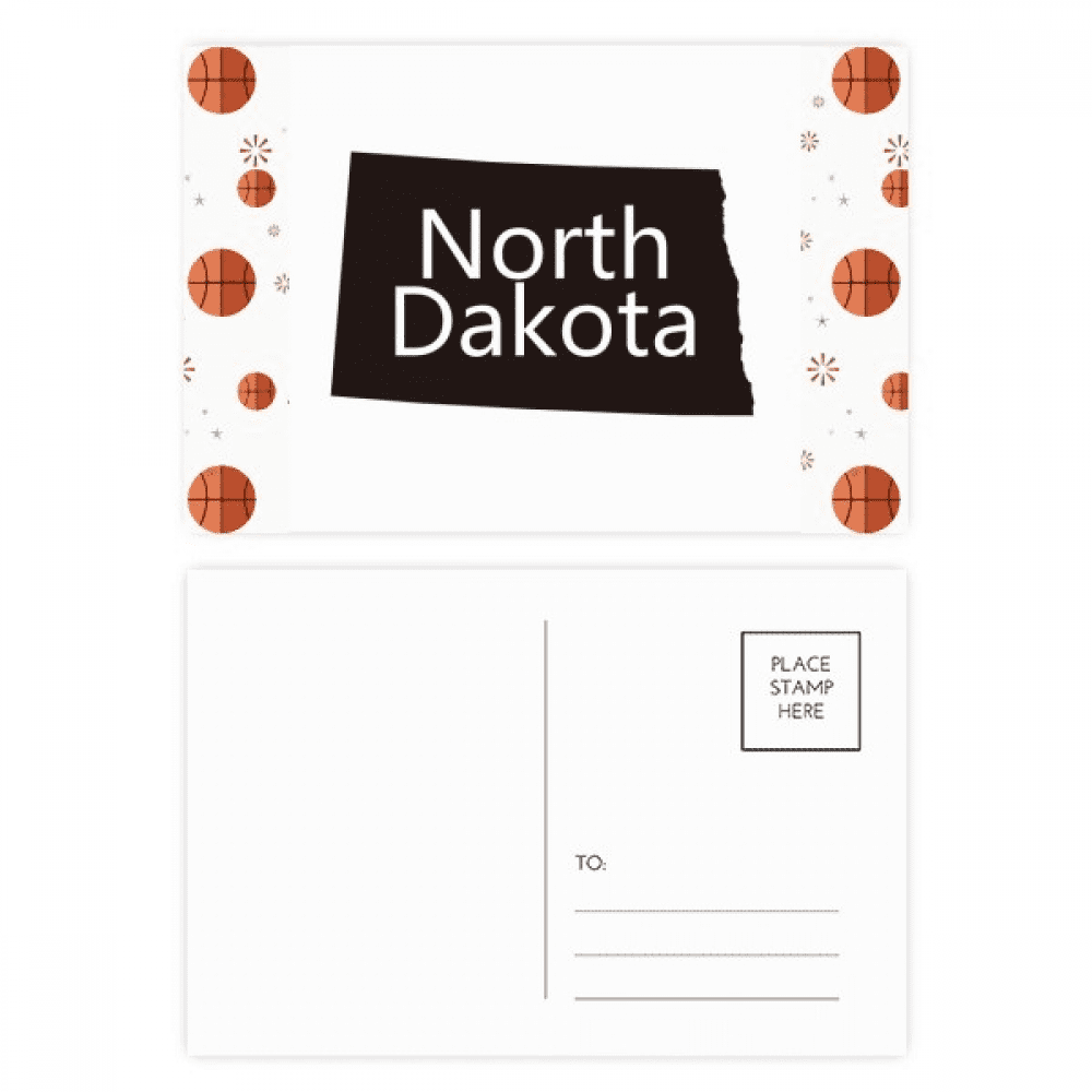 North Dakota America USA Map Outline Basketball Postcard Set Thanks ...