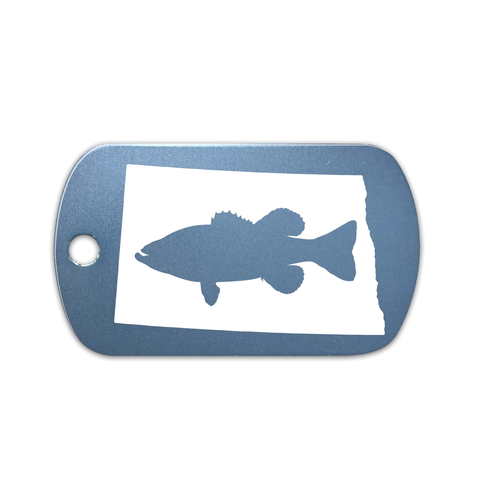 North Dakota Bass GI Dog Tag Aluminum Keychain state shaped largemouth ...