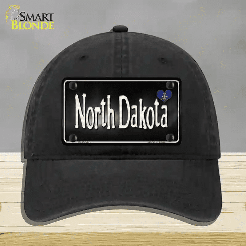 North Dakota Flag Script Novelty License Plate Hat Unconstructed Cotton Black - Walmart.com