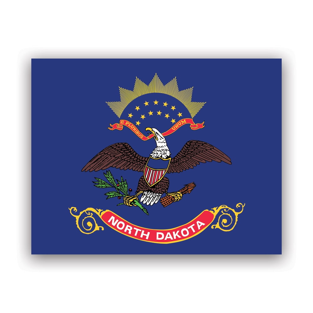 North Dakota Flag Sticker Decal - Self Adhesive Vinyl - Weatherproof - Made in USA - state north ...