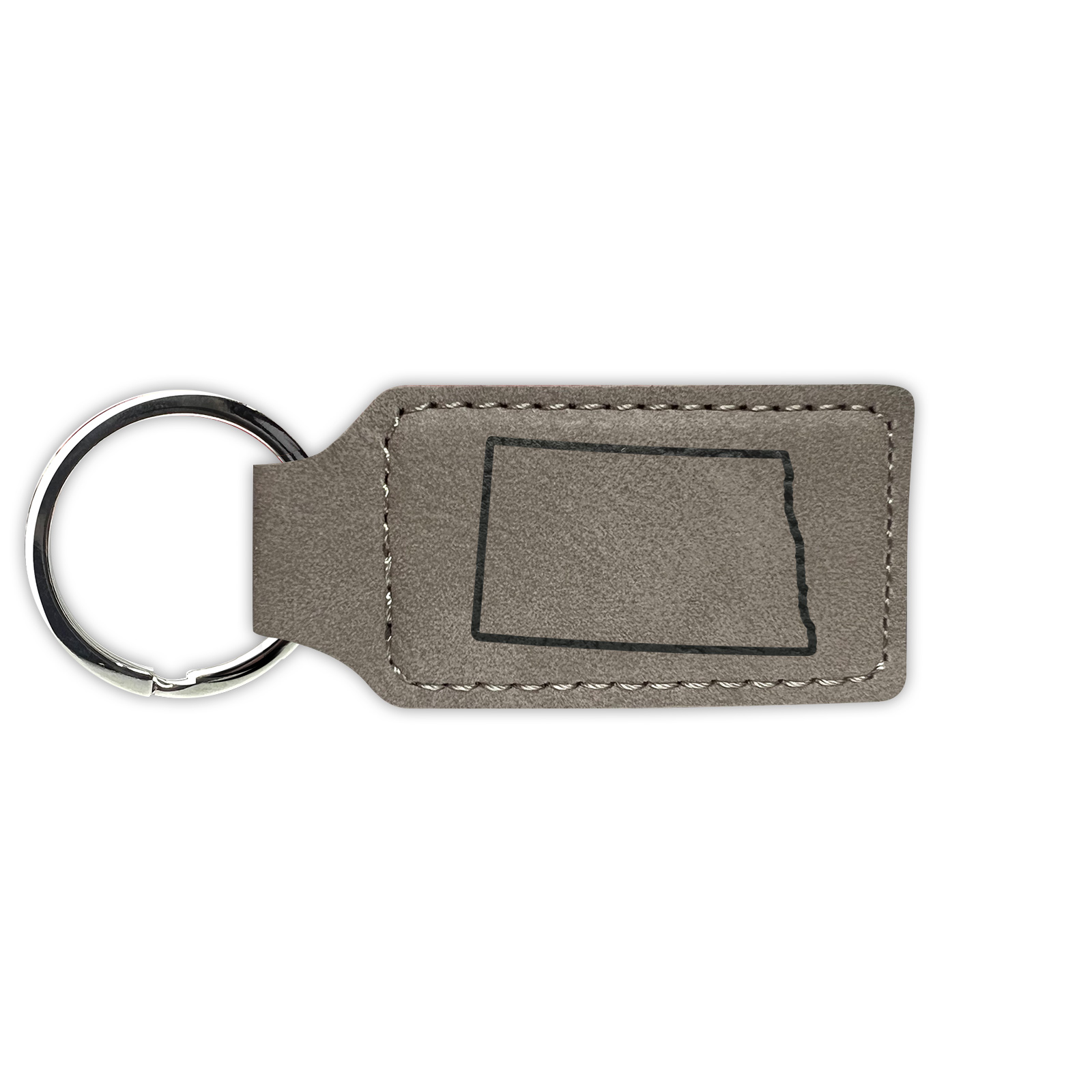 North Dakota Outline Keychain Leatherette Rectangle - Laser Engraved ...