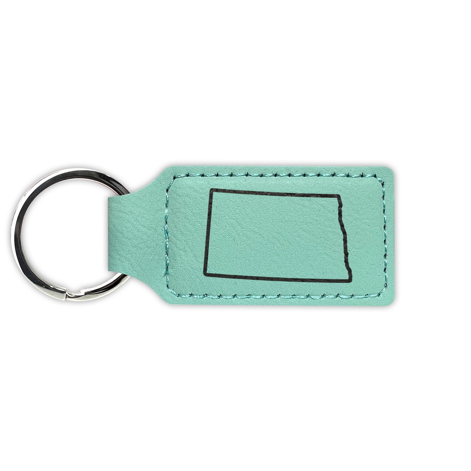 North Dakota Outline Keychain Leatherette Rectangle - Laser Engraved - Many Colors - Key Chain ...