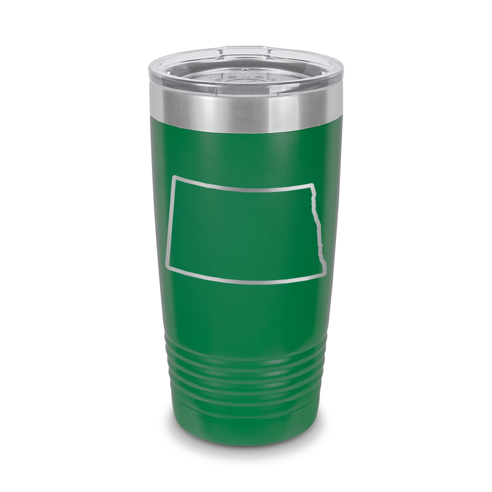 North Dakota Outline Tumbler 20 oz - Laser Engraved w/ Clear Lid ...
