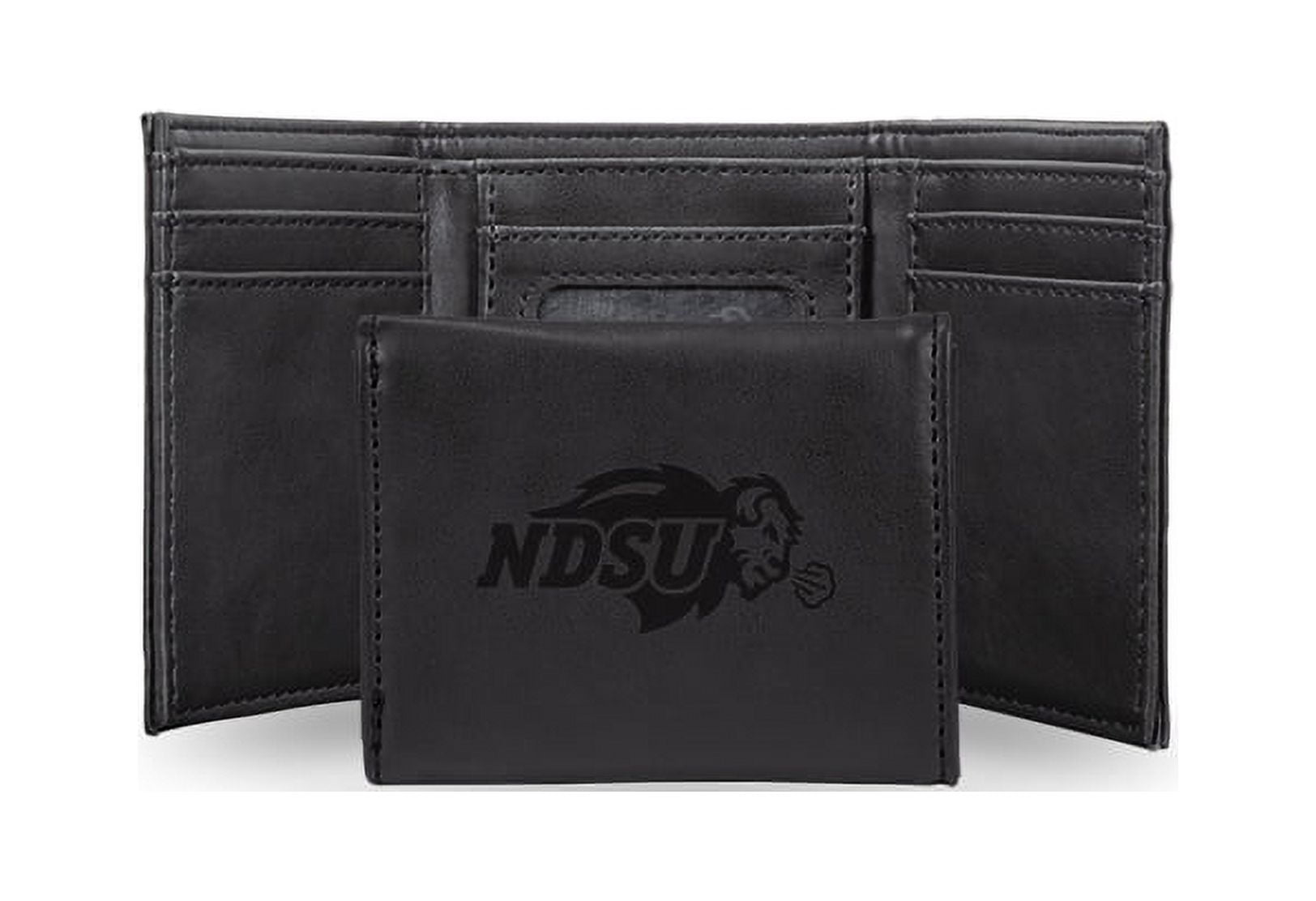 North Dakota State Bisons Black Laser Engraved Tri-Fold Wallet - Men's ...