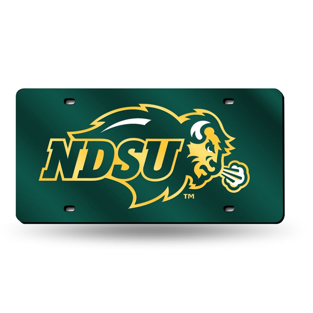North Dakota State NDSU Bison Green Mirrored Laser Cut License Plate ...