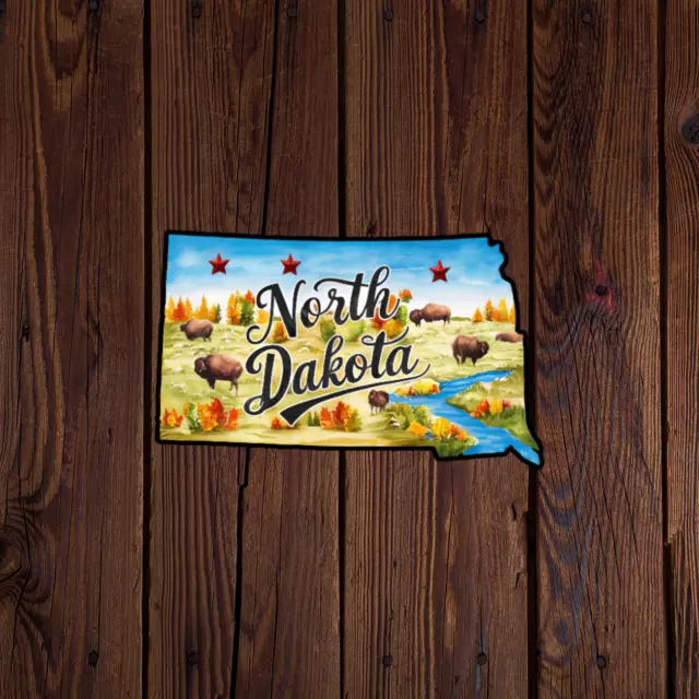 North Dakota Sticker American Flag State Outline Novelty Laptop Sticker ...