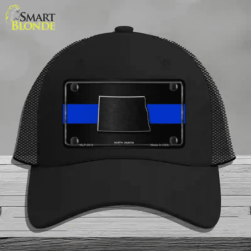 North Dakota Thin Blue Line Novelty License Plate Hat Mesh Black ...