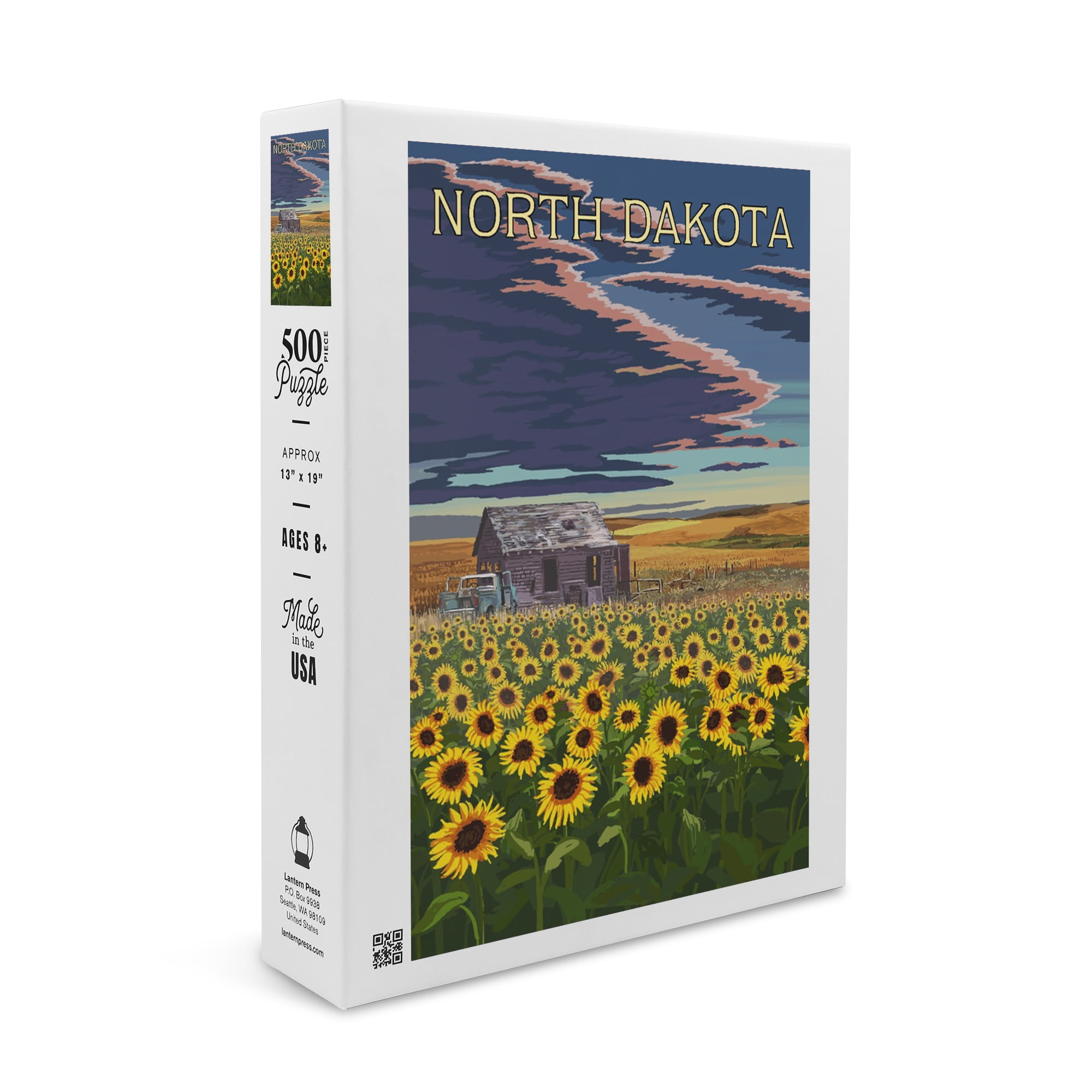 North Dakota, Wheat Fields, Shack and Sunflowers (19x27 inches, Premium ...