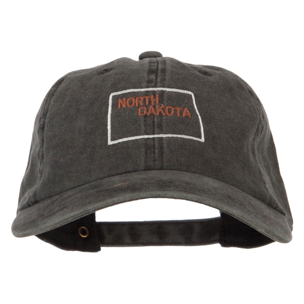 North Dakota with Map Outline Embroidered Washed Cotton Twill Cap ...