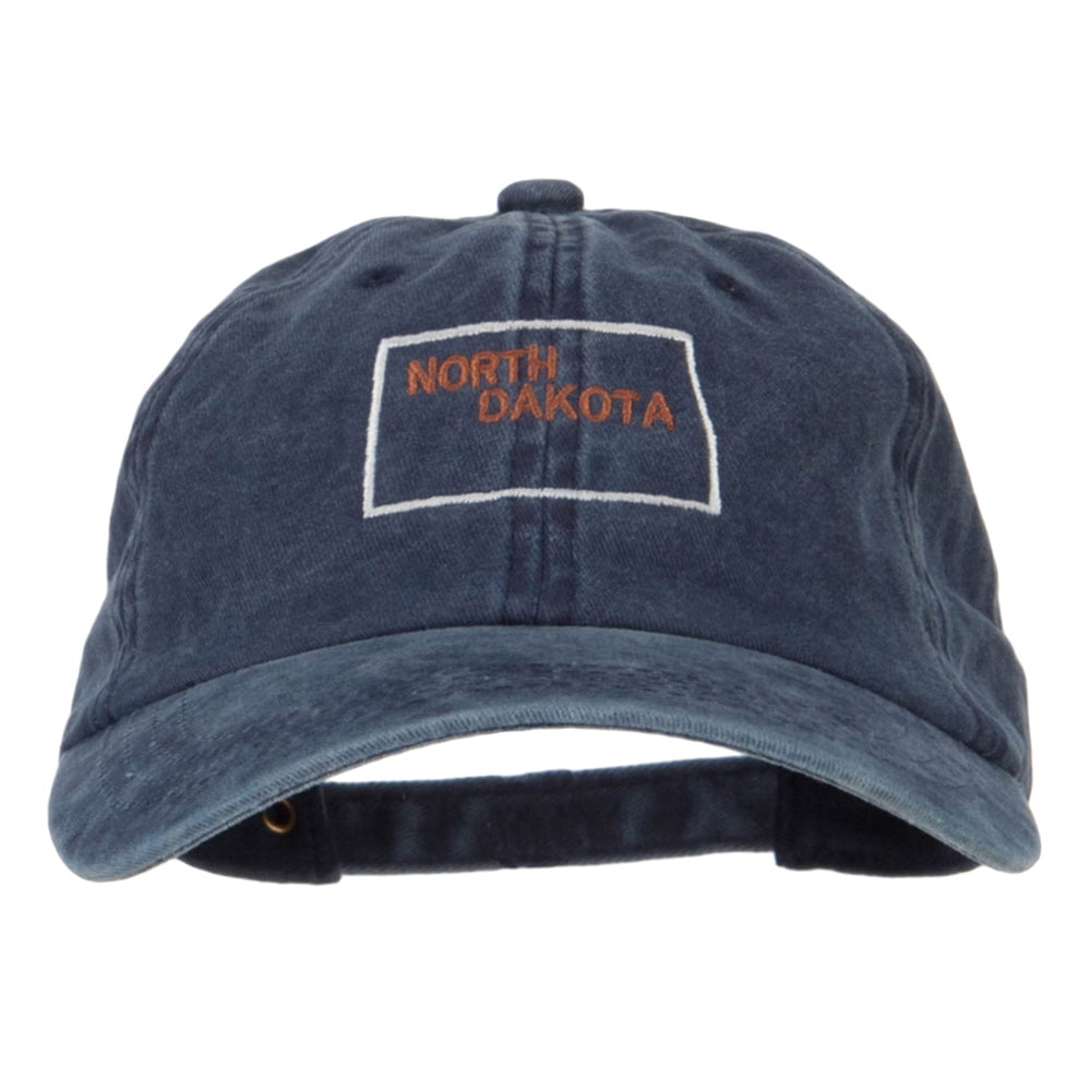North Dakota with Map Outline Embroidered Washed Cotton Twill Cap ...