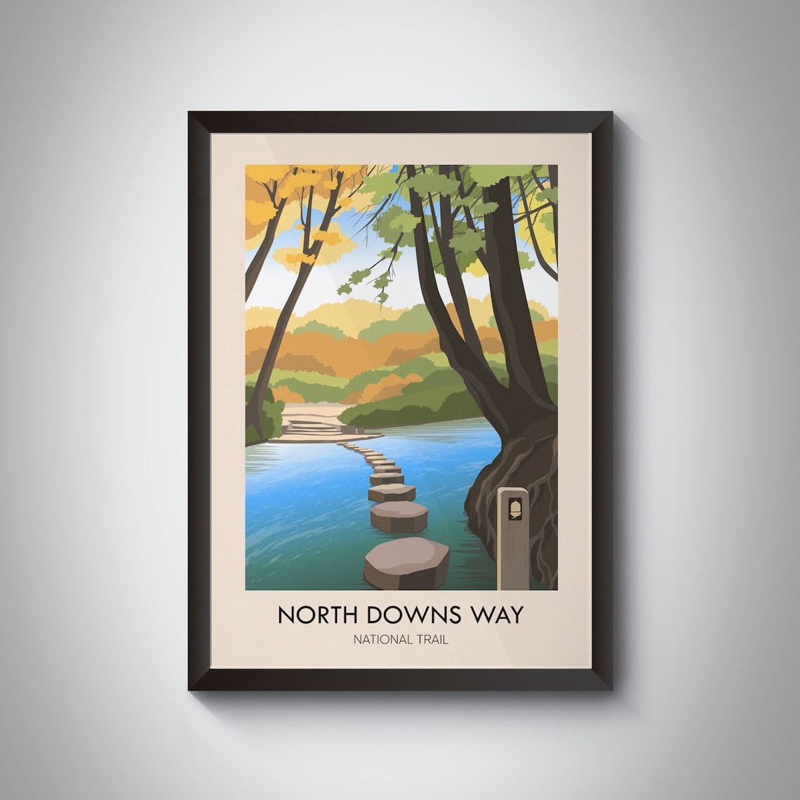 North Downs Way Print, National Trail Poster, National Park, Retro ...