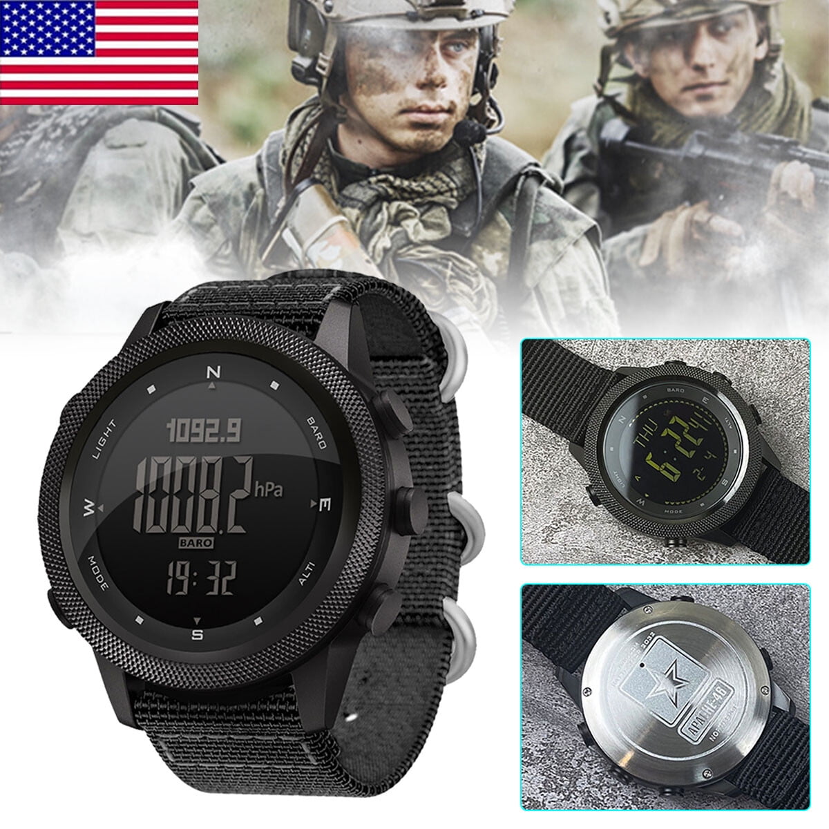 North Edge Apache 46 Smart Men's Military Digital Sports Barometer ...
