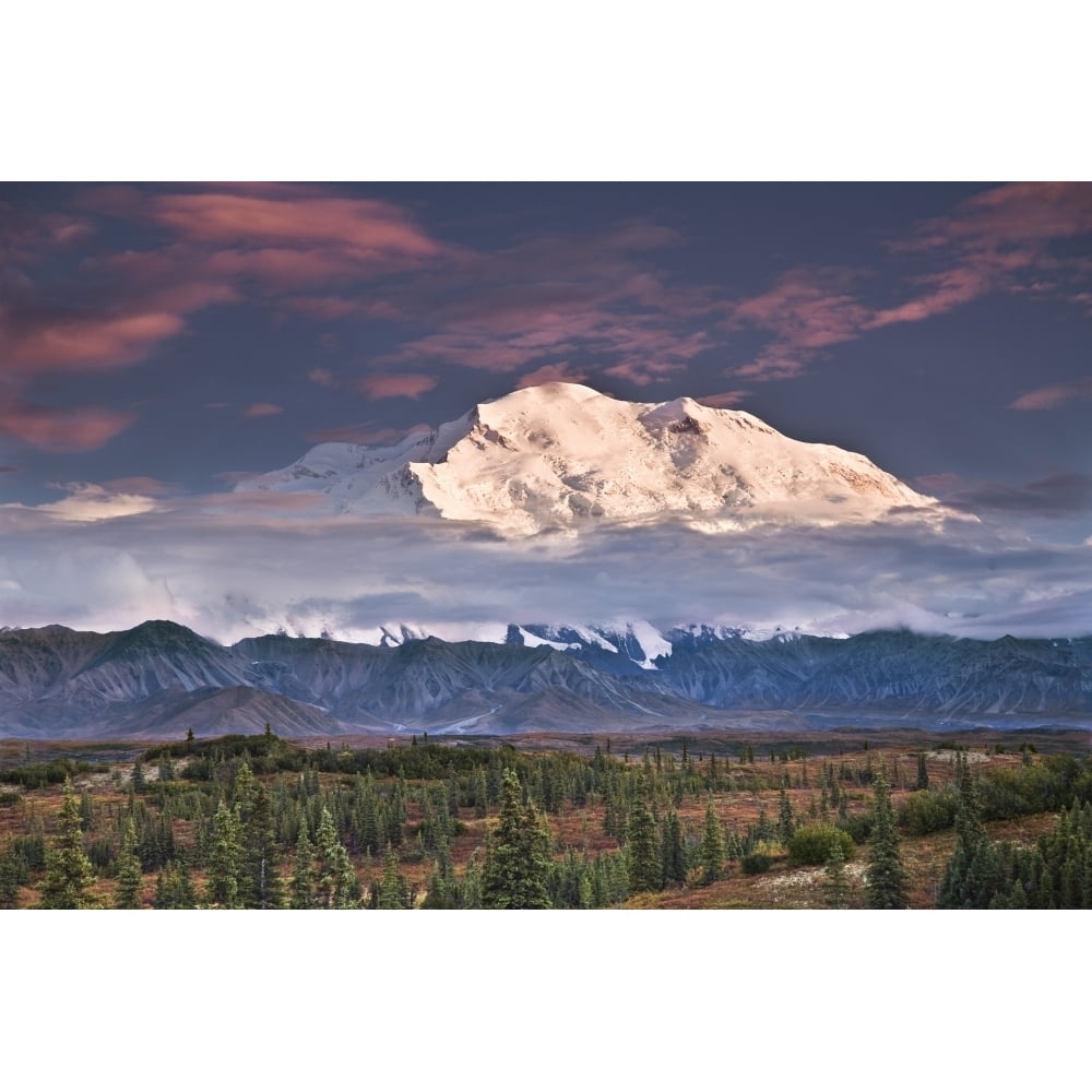 North Face Of Denali At Sunset As Seen From The Wonder Lake Campground ...