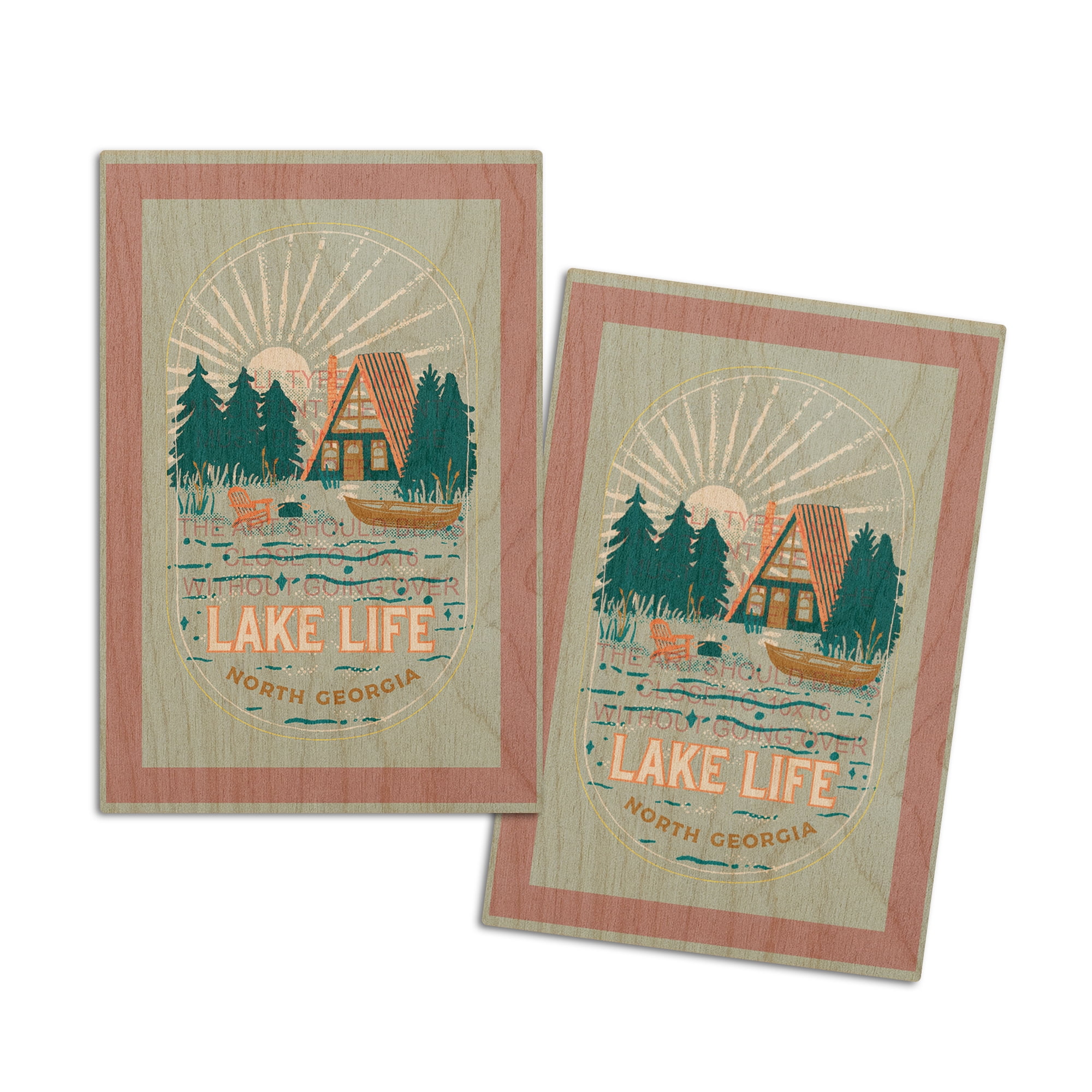 North Georgia, Lake Life Series, Lake life, Contour (4x6 Birch Wood ...