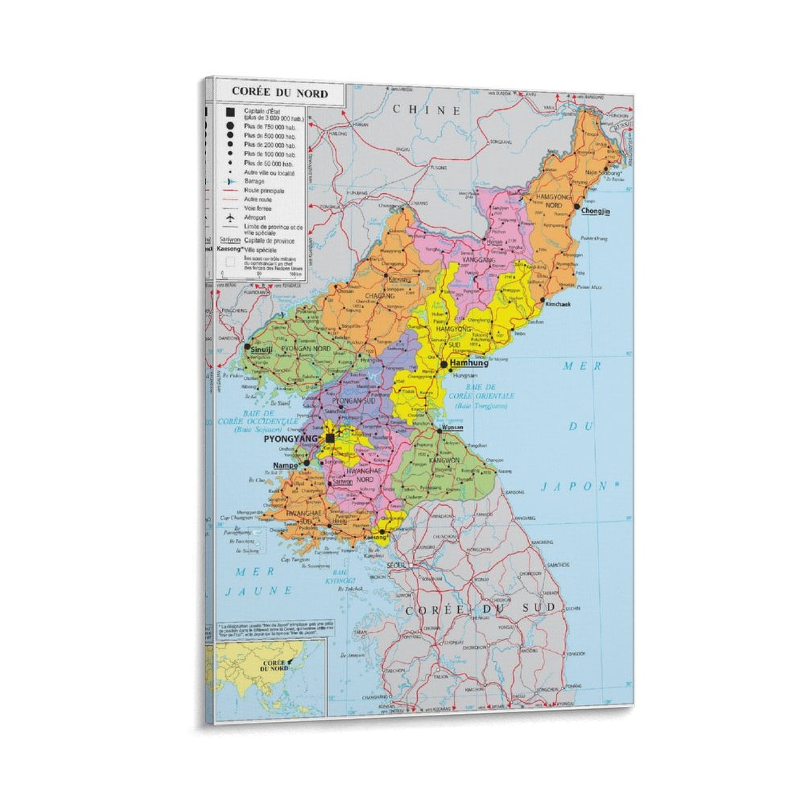 North-Korea Map Posters Home Decor Poster Wall Art Hanging Picture ...
